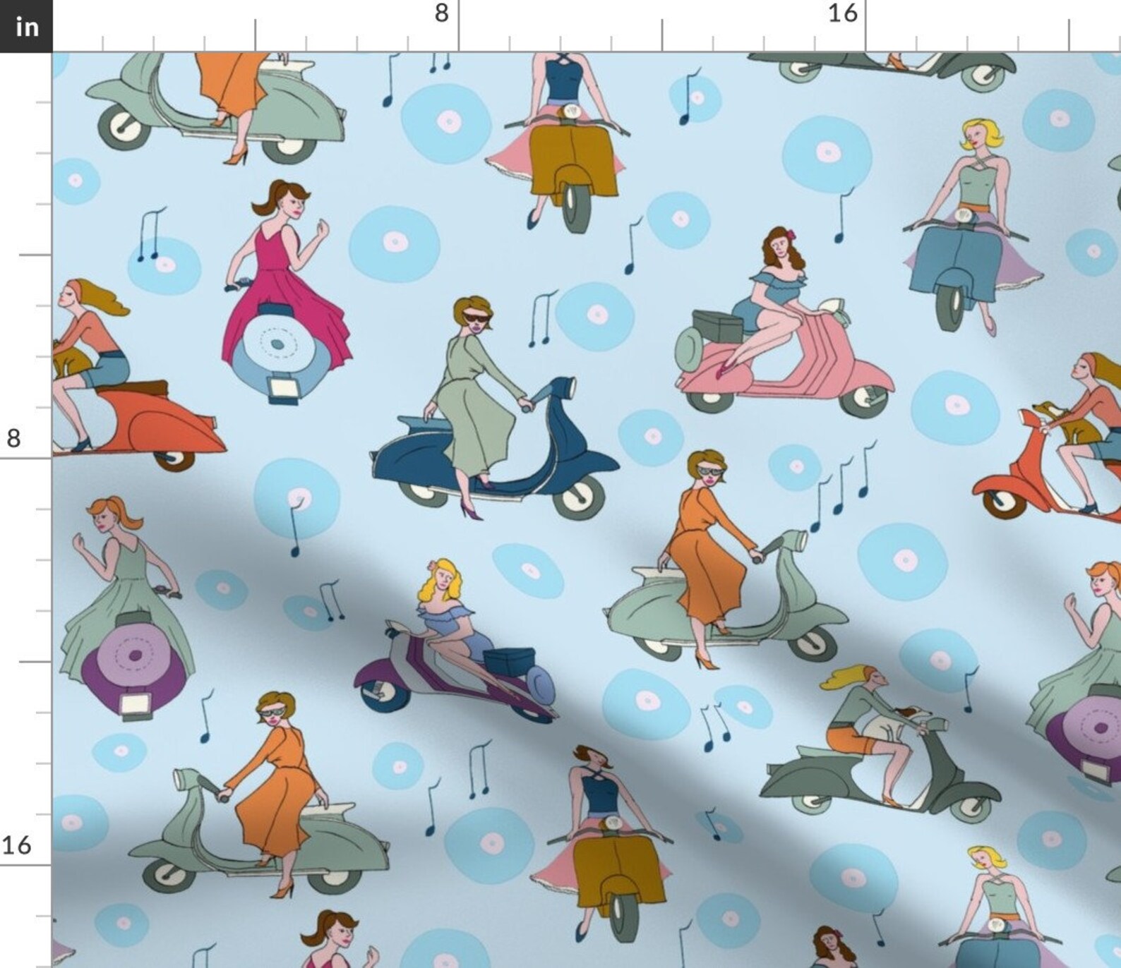 Rockabilly Blue Rock Dancing Fabric Scooter Rock By Hanneke | Etsy