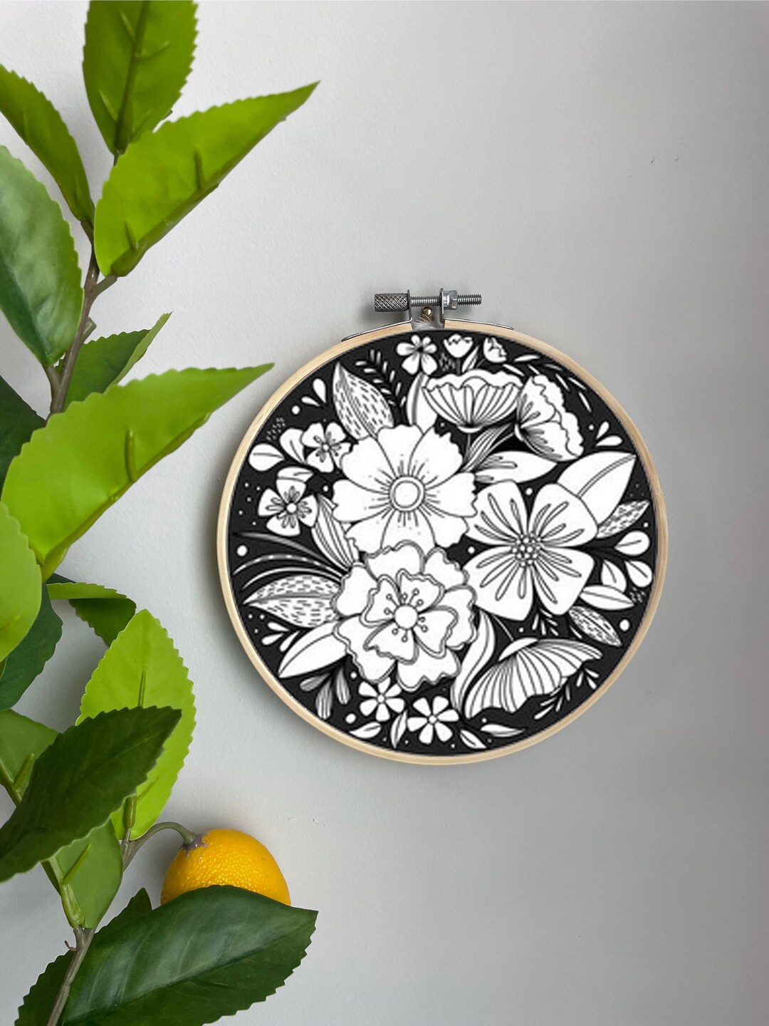 Botanical Embroidery Template on Cotton - Florals by Kathryncole ...