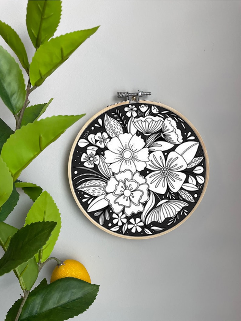 Botanical Embroidery Template on Cotton - Florals by Kathryncole ...