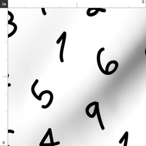 Number Fabric Numbers Black and White Minimal Monochrome by Charlotte ...