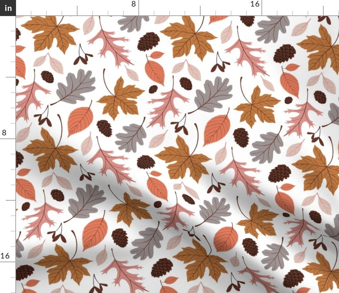 Autumn Leaves Fabric Fall Leaves on White by Heather - Etsy
