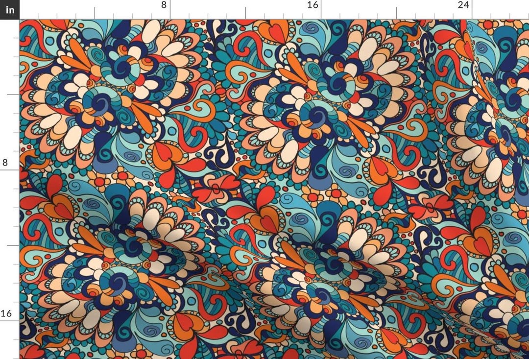 Psychedelic Fabric - 70s Blue and Orange by Danidesign - Trippy Hippy ...