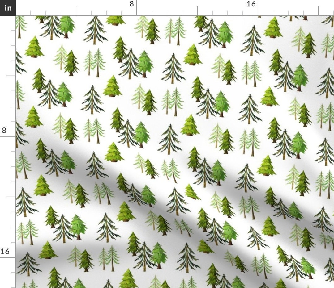 Forest Fabric Pine Tree Forest Woodland Trees Small Scale by Gingerlous ...