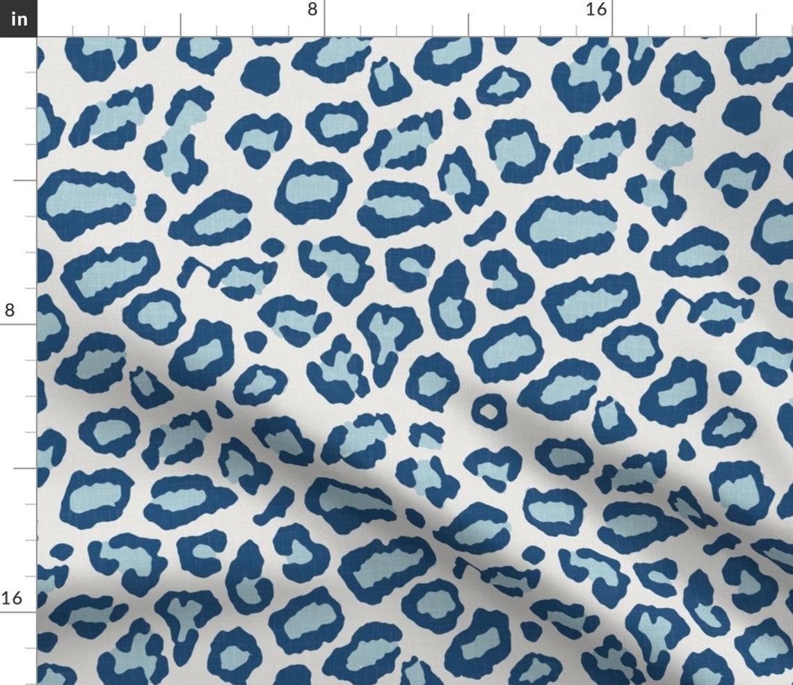 Blue Leopard Fabric Etosha Leopard Skin in Blue by - Etsy