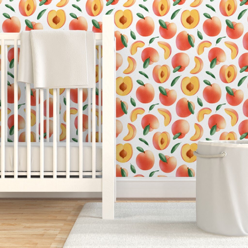 Peach Wallpaper Peaches Seamless Pattern by Stolenpencil | Etsy