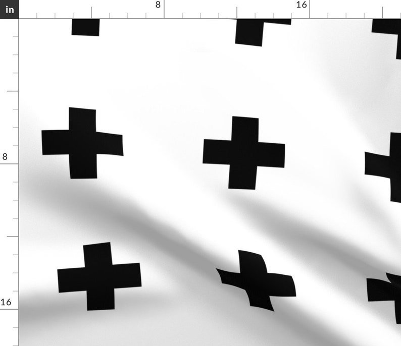 Swiss Cross Fabric Large Swiss Cross Black On White By - Etsy España