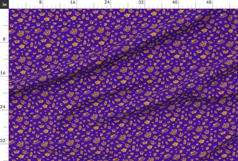 Royal Fabric - Royal Crowns - Gold on Purple by Lavaguy - Queen King ...