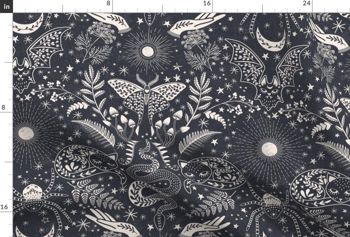 Magic Fabric - Eclectic Magic Witch by Garabateo - Witch Eclectic Moths ...