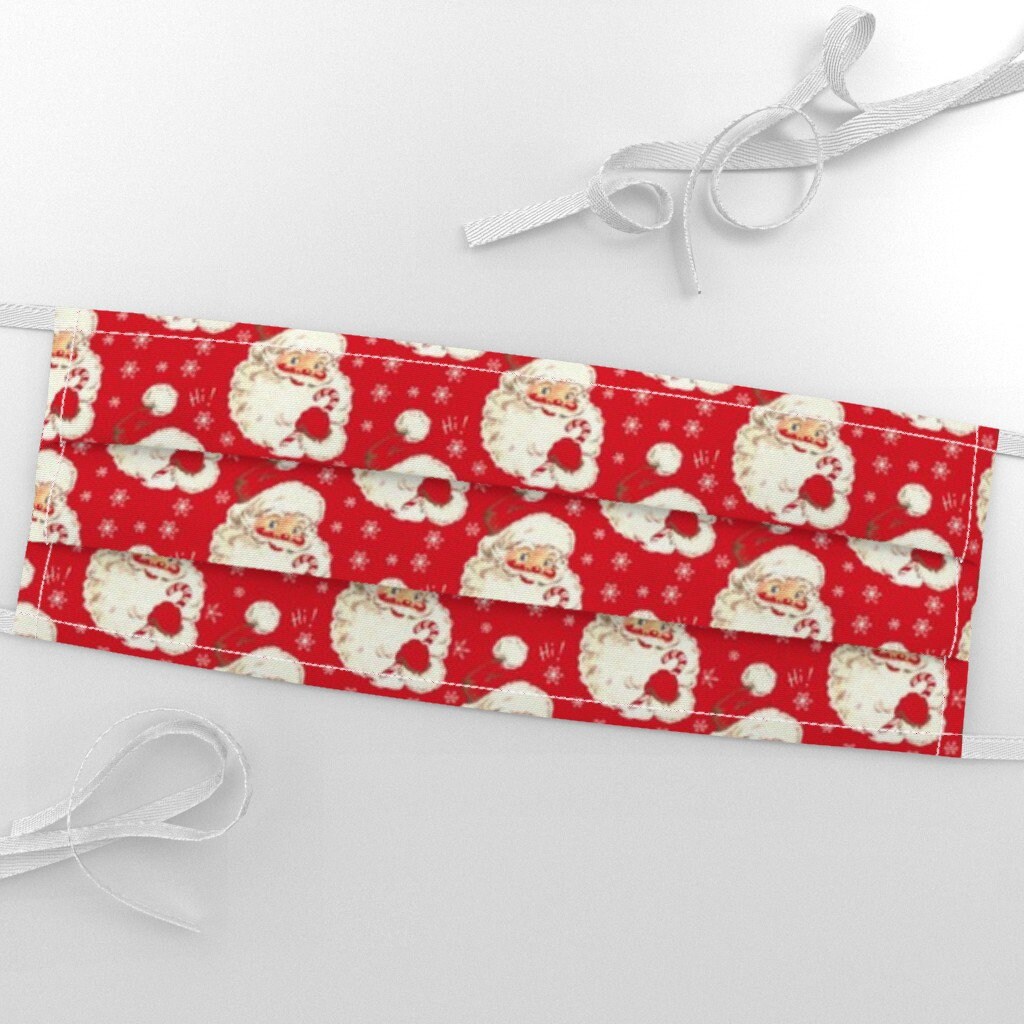 Vintage Santa Fabric Hi Santa Red Small Size by Parisbebe | Etsy