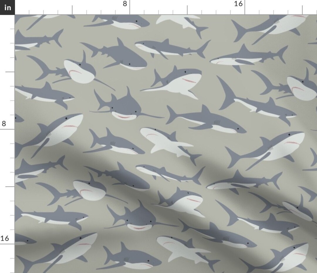 Sharks Fabric Sharks by Fattcheese Shark Modern Nursery - Etsy