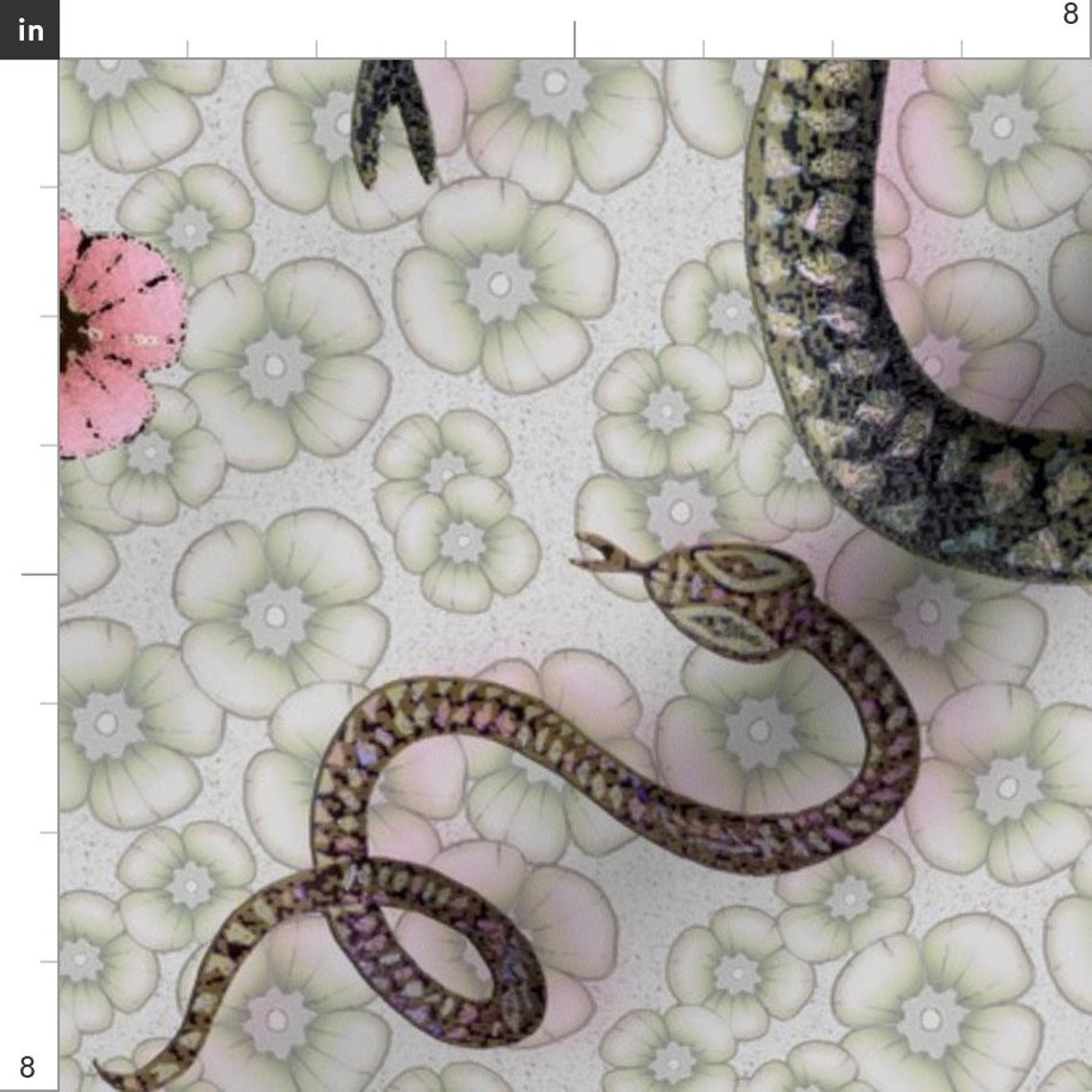 Garden Snake Fabric Snake Year With Flowers by Lucybaribeau - Etsy