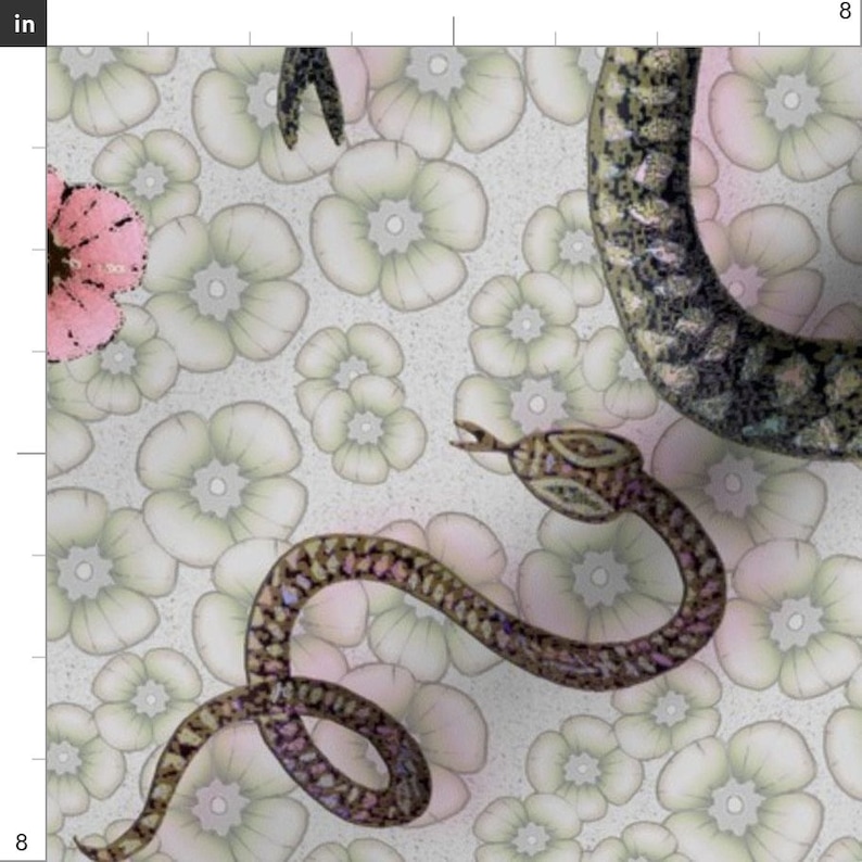 Garden Snake Fabric Snake Year With Flowers by Lucybaribeau - Etsy