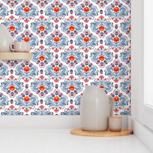 Rococo Wallpaper Rococo Florals by Michelle Luu Blue Orange Baroque ...