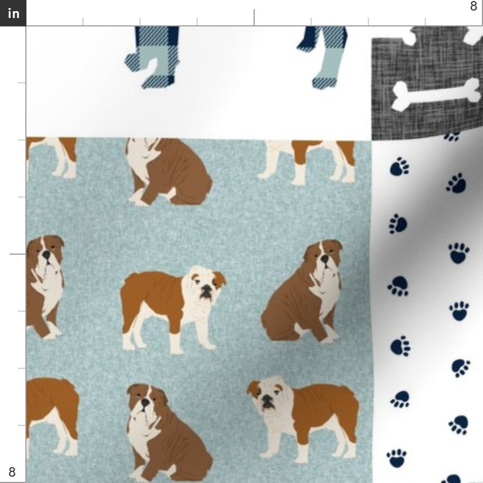 English Bulldog Fabric-english Bulldog Pet Quilt B Fabric | Etsy