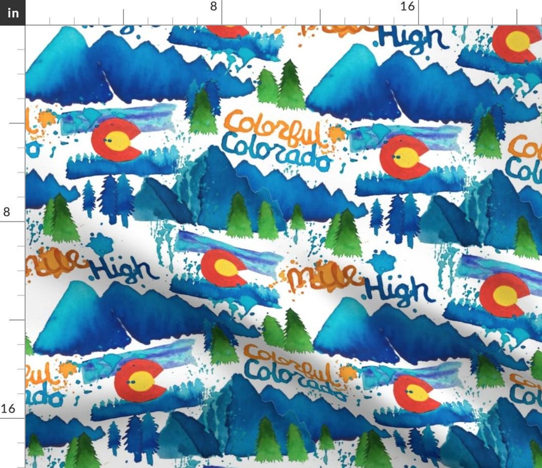 Colorado Watercolor Trees Fabric Colorado Watercolor by Everhigh ...
