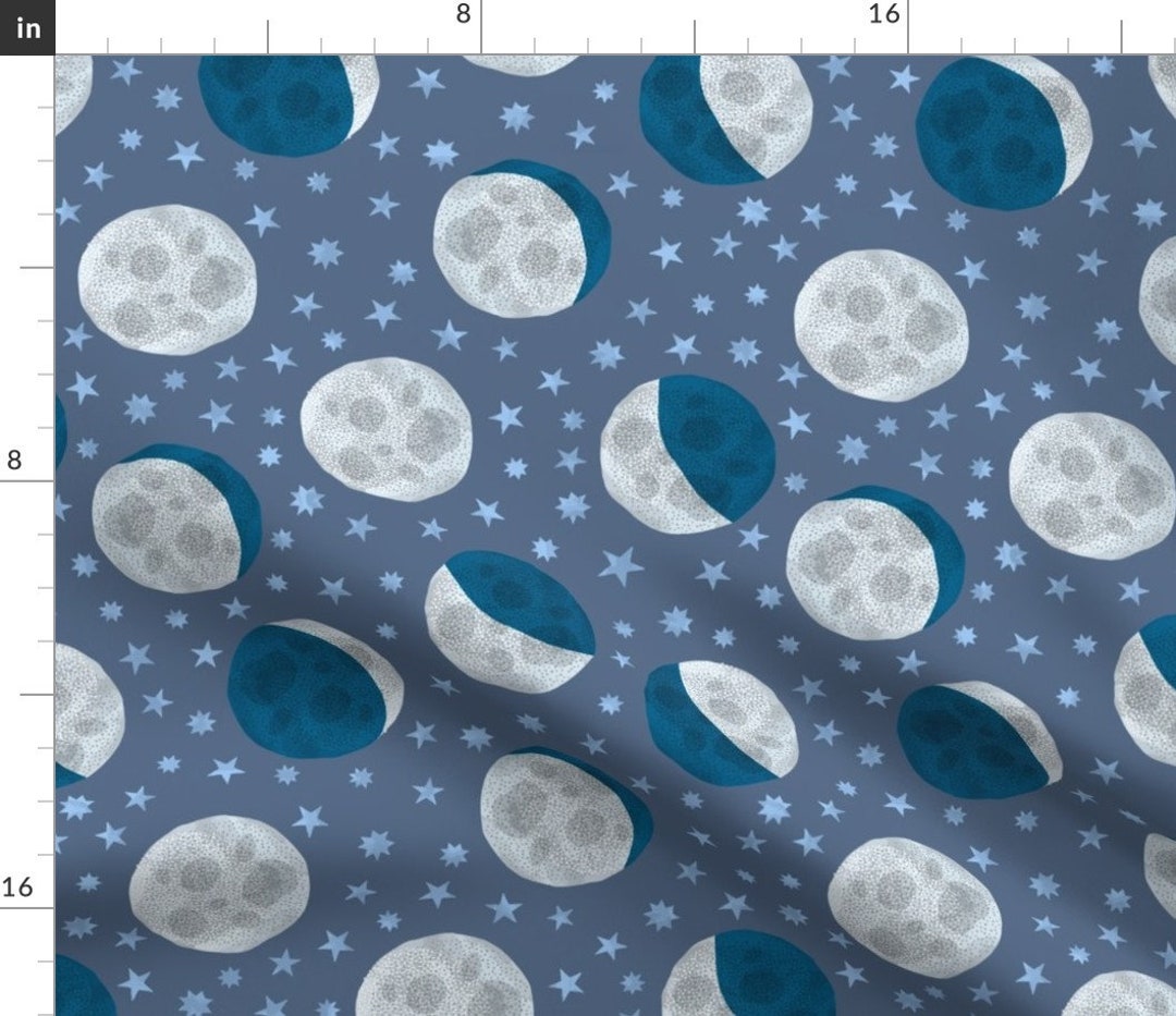 Moons Fabric Moon Phases Between the Stars by Heleen Vd - Etsy