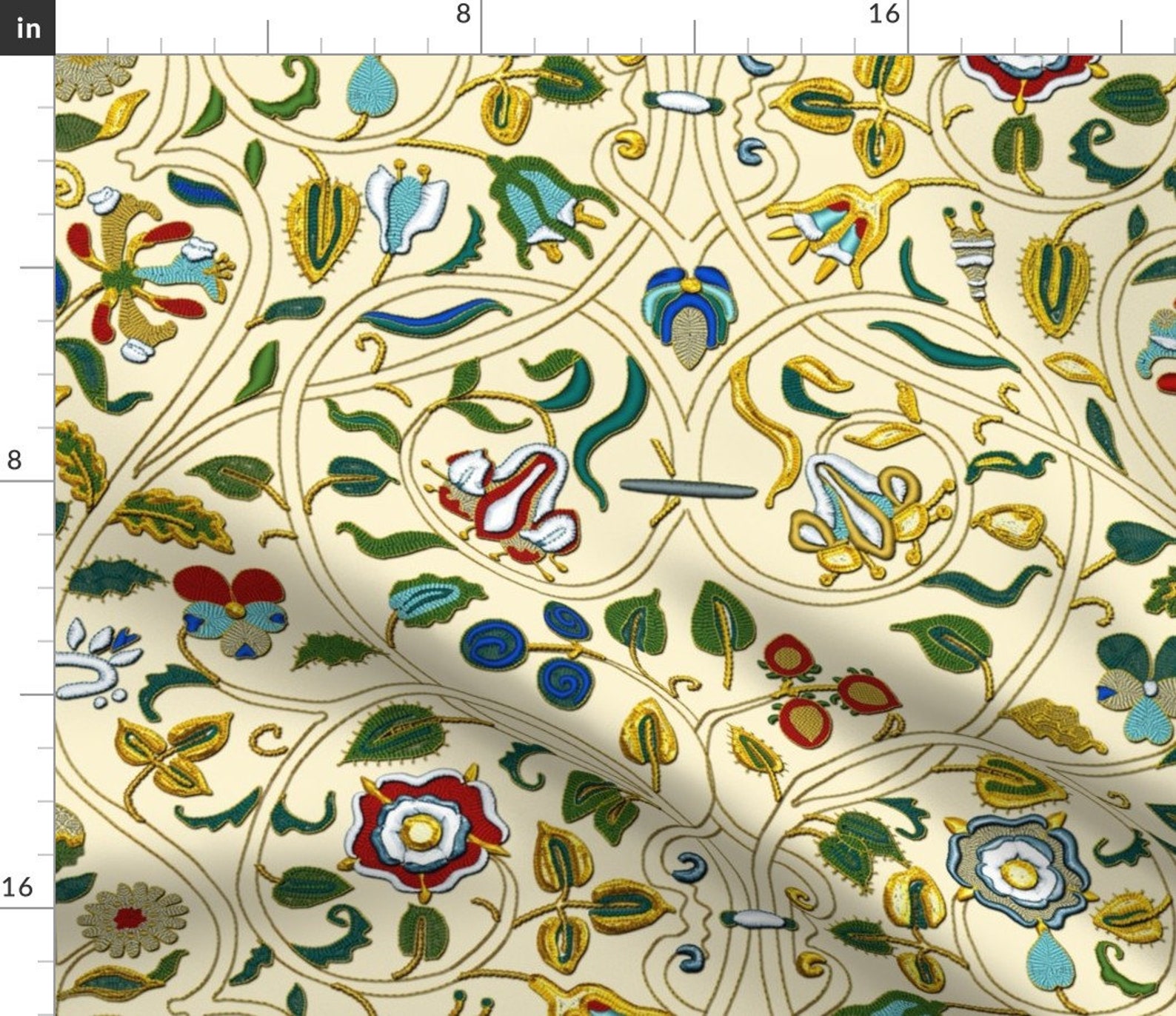 Tudor Fabric FAUX Embroidery Elizabethan by Bonnie Phantasm - Etsy