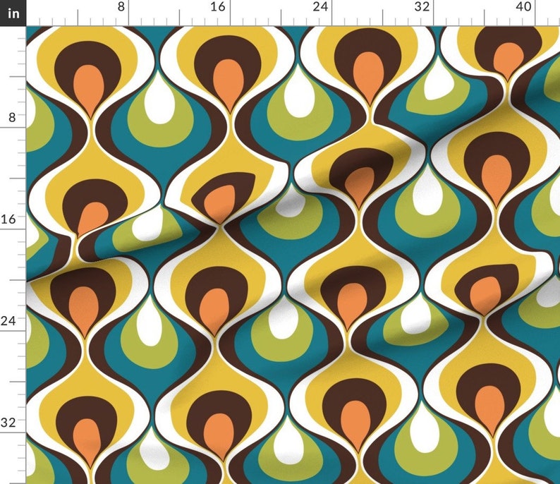 Geometric Abstract Fabric Retro Mood by - Etsy