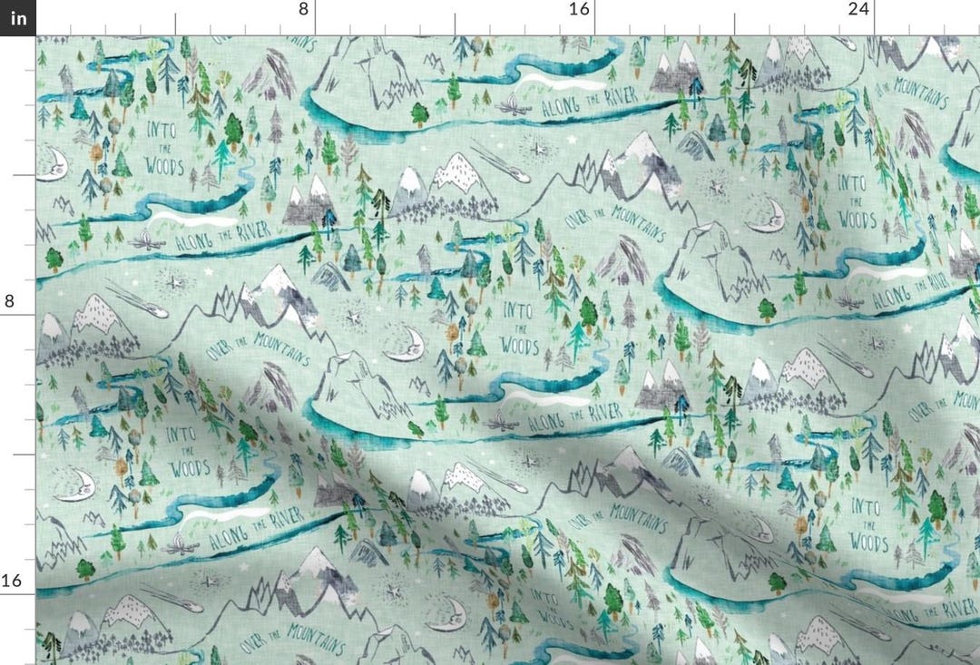 Mountain Adventure Fabric - Let's Go Adventuring Sage by Nouveau ...