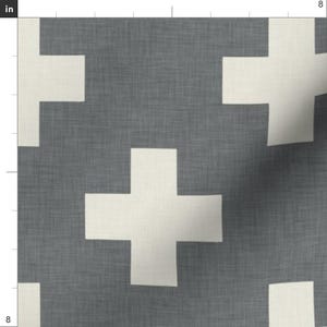 Plus Sign Fabric - Plus One Linen White Fabric by Holli Zollinger ...