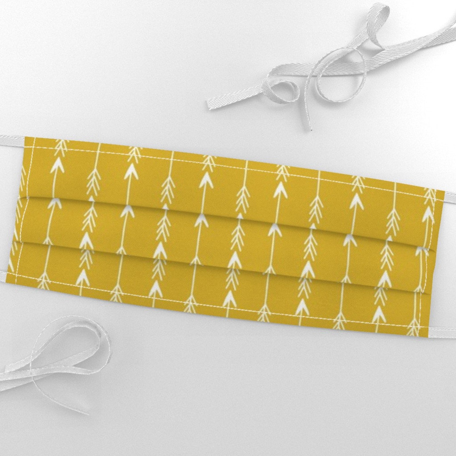 Yellow and White Arrow Fabric Arrows Mustard Gold Boho - Etsy
