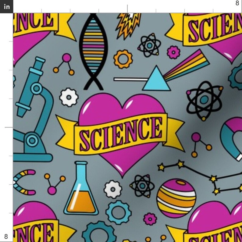 Science Fabric Scientific Tattoos pink by Robyriker - Etsy