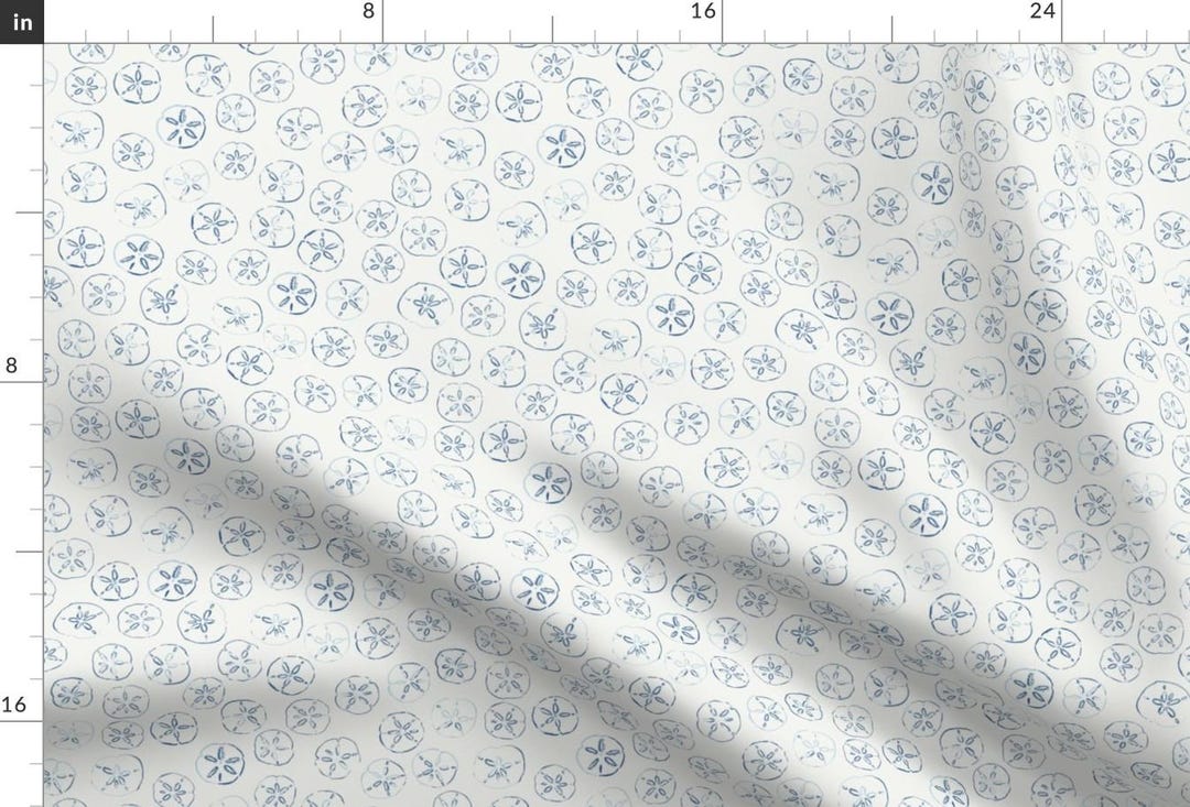 Blue Sand Dollar Fabric - Sand Dollar by Kamides - Coastal Nautical ...