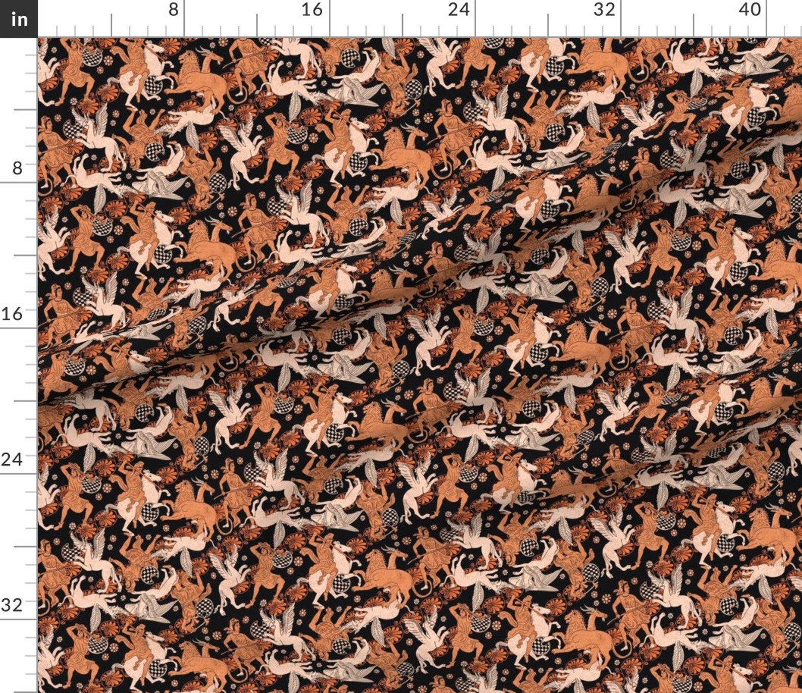 Greek Fabric Greek Warriors Vs Griffins by Vinpauld Greek | Etsy