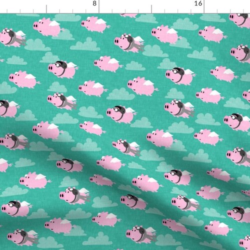 Flying Pigs Fabric When Pigs Fly New by Cynthiafrenette - Etsy