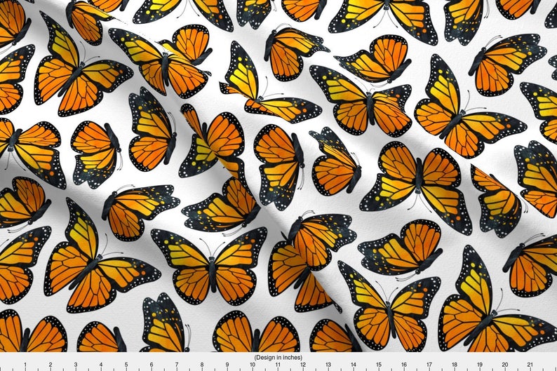 Monarch Fabric Monarch Butterfly Watercolor By Jannasalak | Etsy