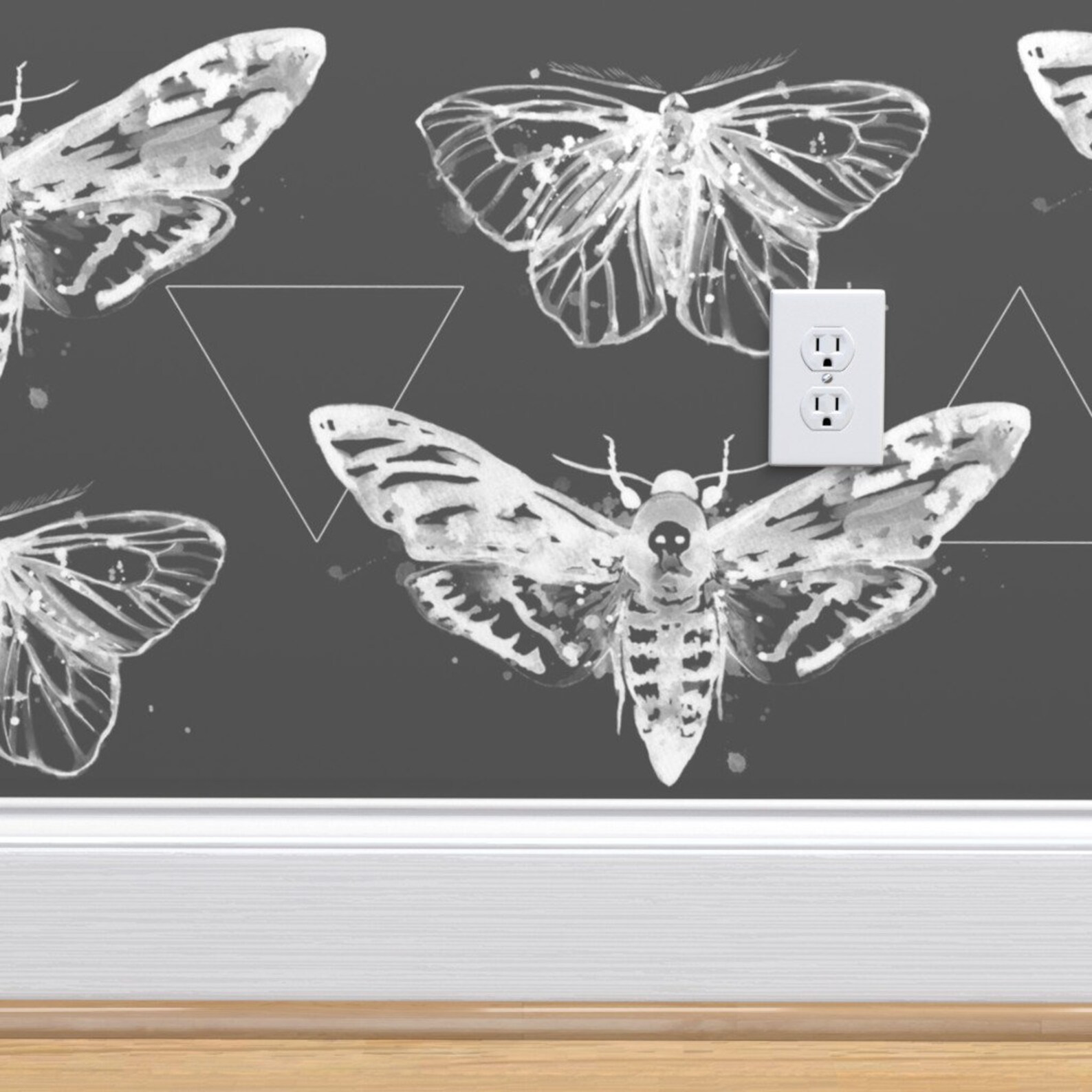 Moths Wallpaper Geometric Moths Inverted by Sam Nagel - Etsy
