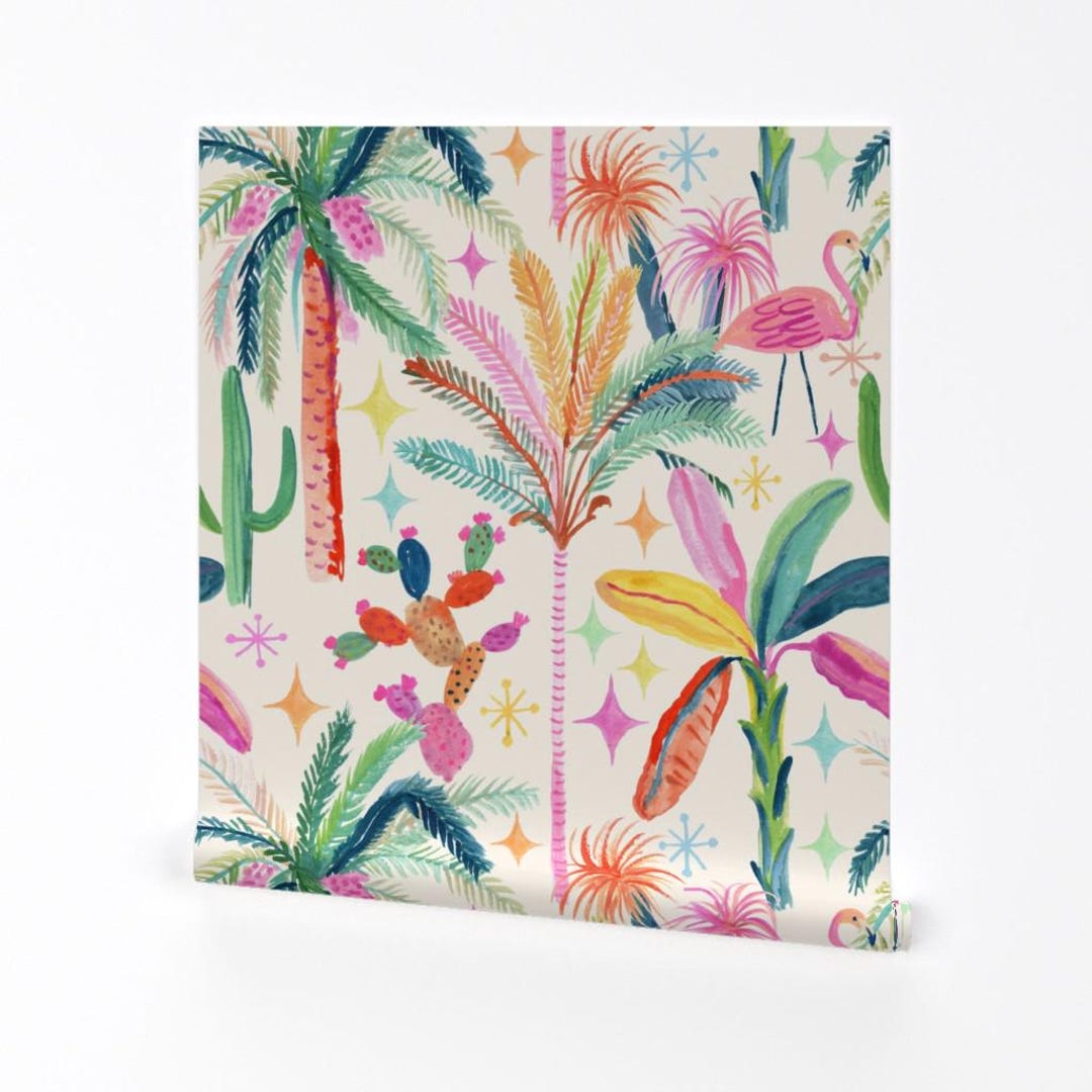 Rainbow Palm Trees Wallpaper - Joyful Palm Spring by Subhashini ...