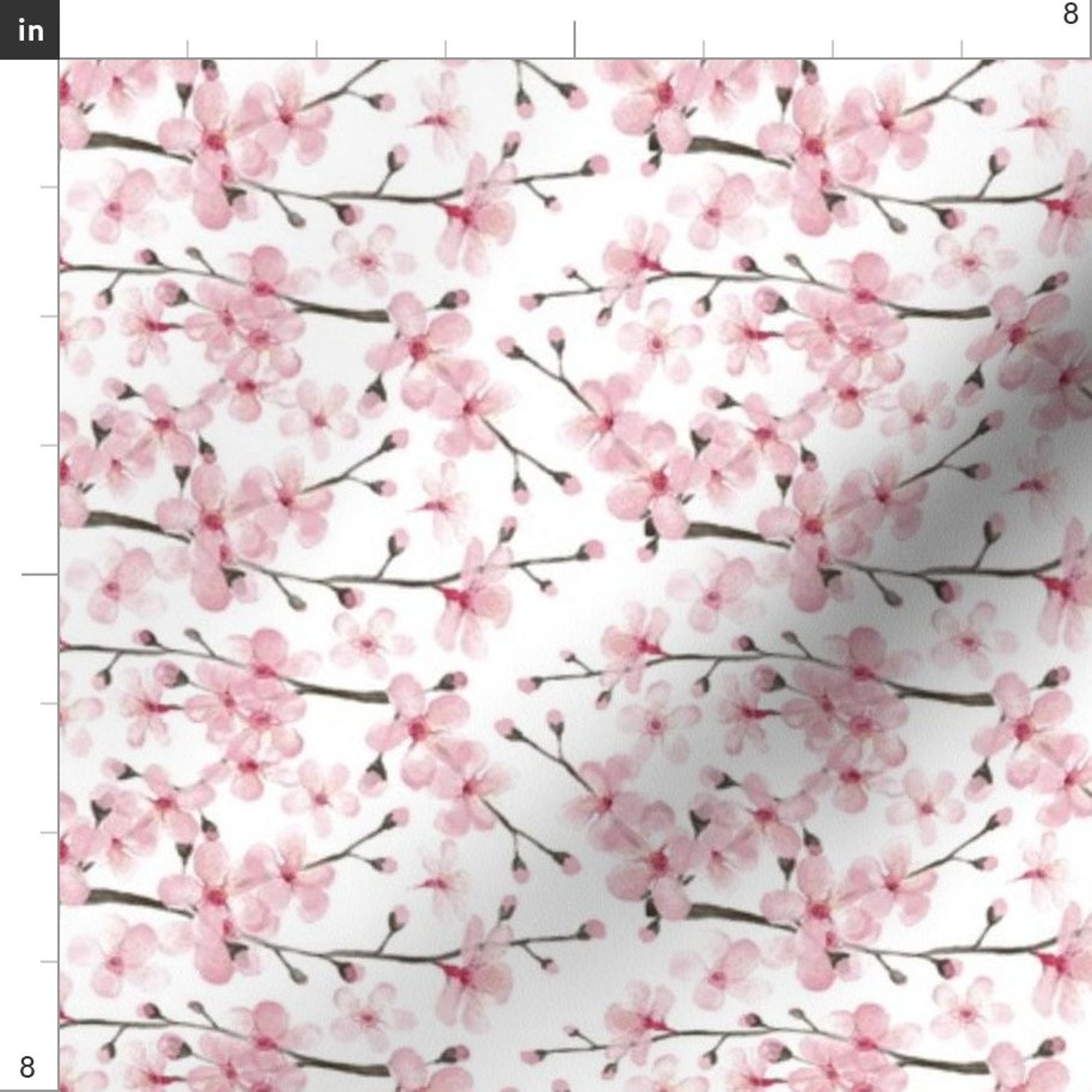 Cherry Blossom Fabric Cherry Blossom Watercolor by - Etsy