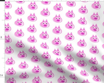 Pink Pig Faces Fabric by the Yard Pig Fabric Made to Order Fabric by ...