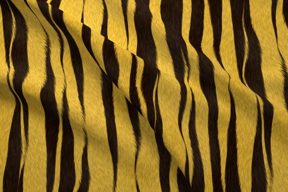 Tiger Stripe Fabric Yellow Tiger Skin By Animotaxis Yellow | Etsy