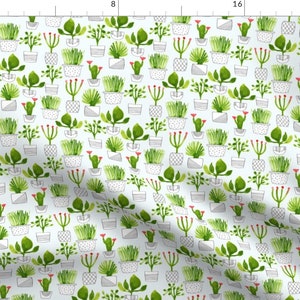 Watercolor Cactus Fabric Little Green Plants by Zoe Ingram - Etsy