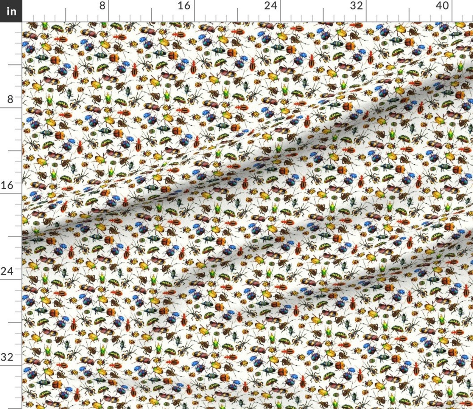 Beetles Fabric Beetles on White by Whimzwhirled Beetles - Etsy
