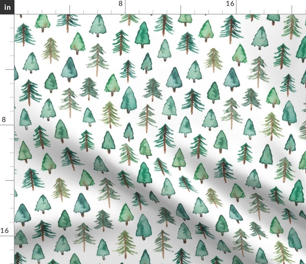 Christmas Tree Fabric Evergreen Christmas Trees or Forest by - Etsy