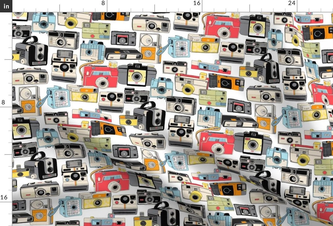 Retro Camera Fabric - Make It Snappy! by Pennycandy - Vintage Retro ...