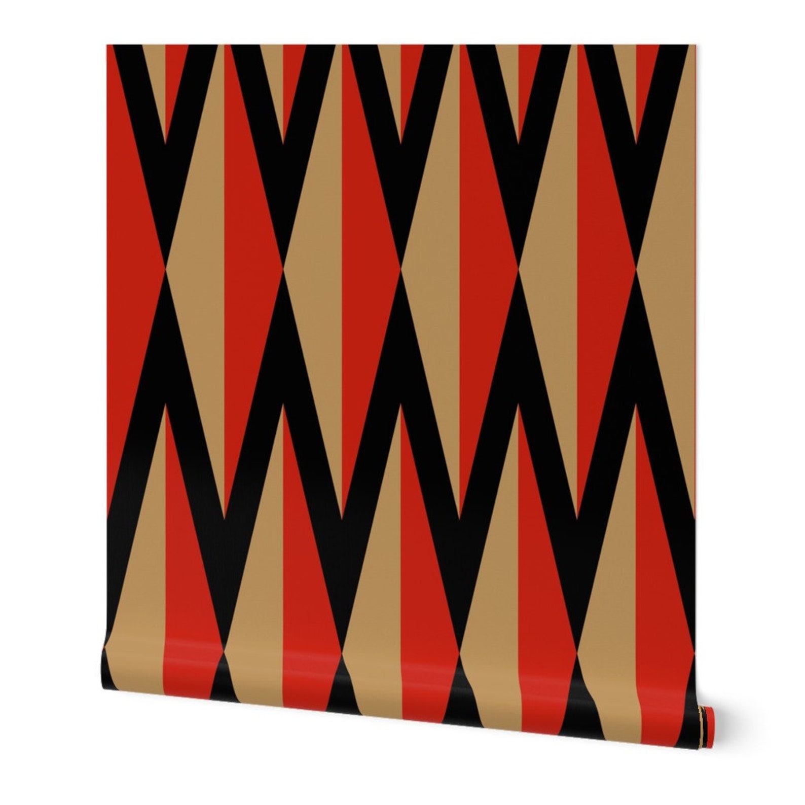 Red Diamonds Wallpaper Red and Black Geo by Thirdhalfstudios | Etsy