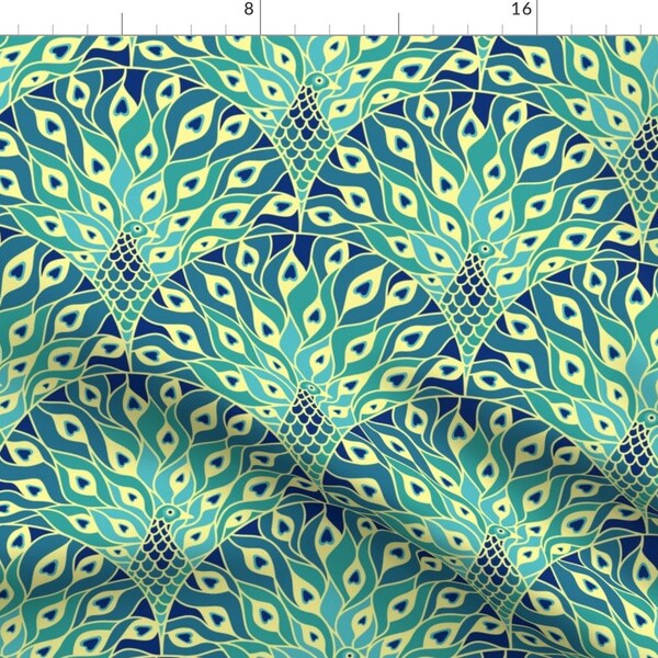 Blue Peacock Fabric - Etsy