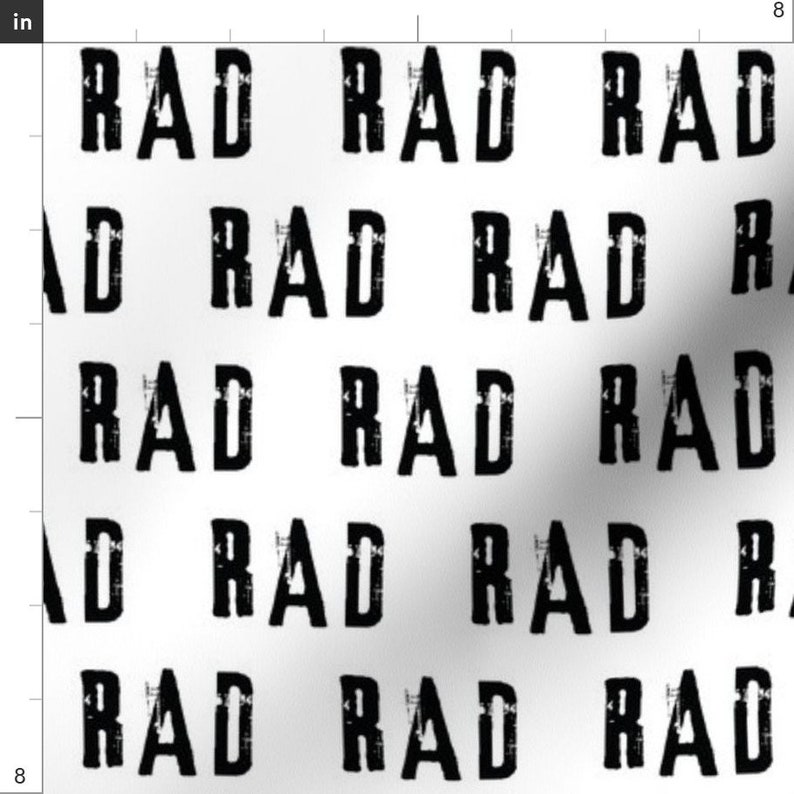 Rad Fabric Rad Black and White Typography Fabric by Little | Etsy