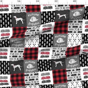 Firefighter Quilt Panel Fabric - Wholecloth Red and Black Firefighter ...