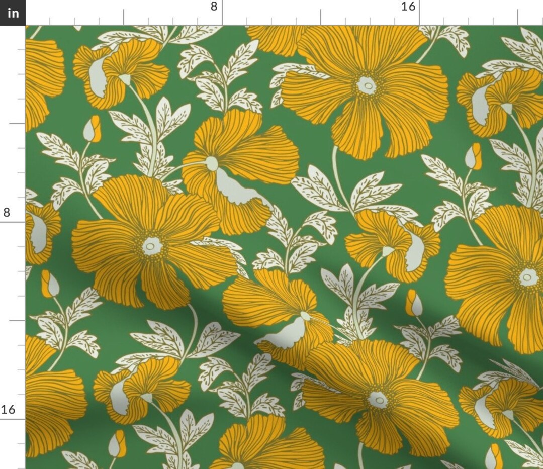 Bright Floral Fabric Sunny Floral Large by Julietasflowers - Etsy