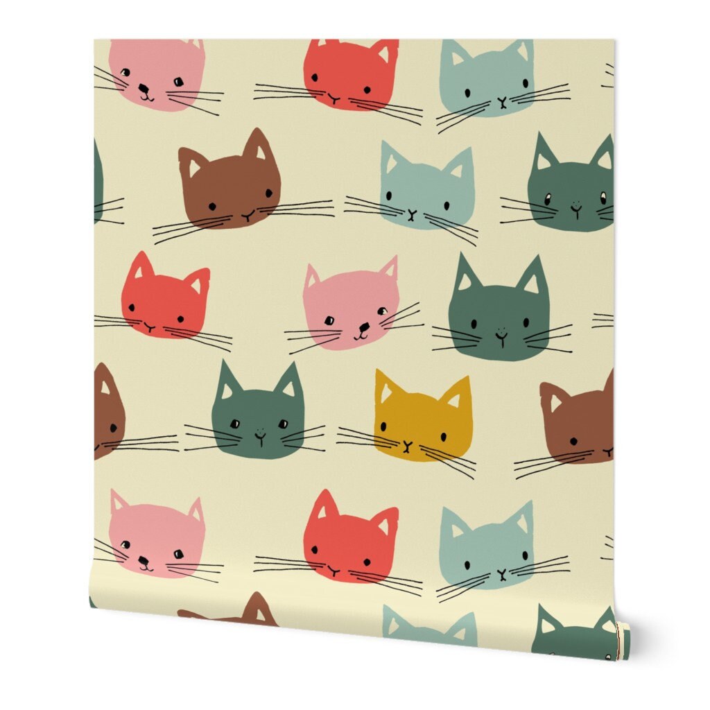 Cats Wallpaper Cats in Colors1 by Potyautas Nursery Kitty | Etsy