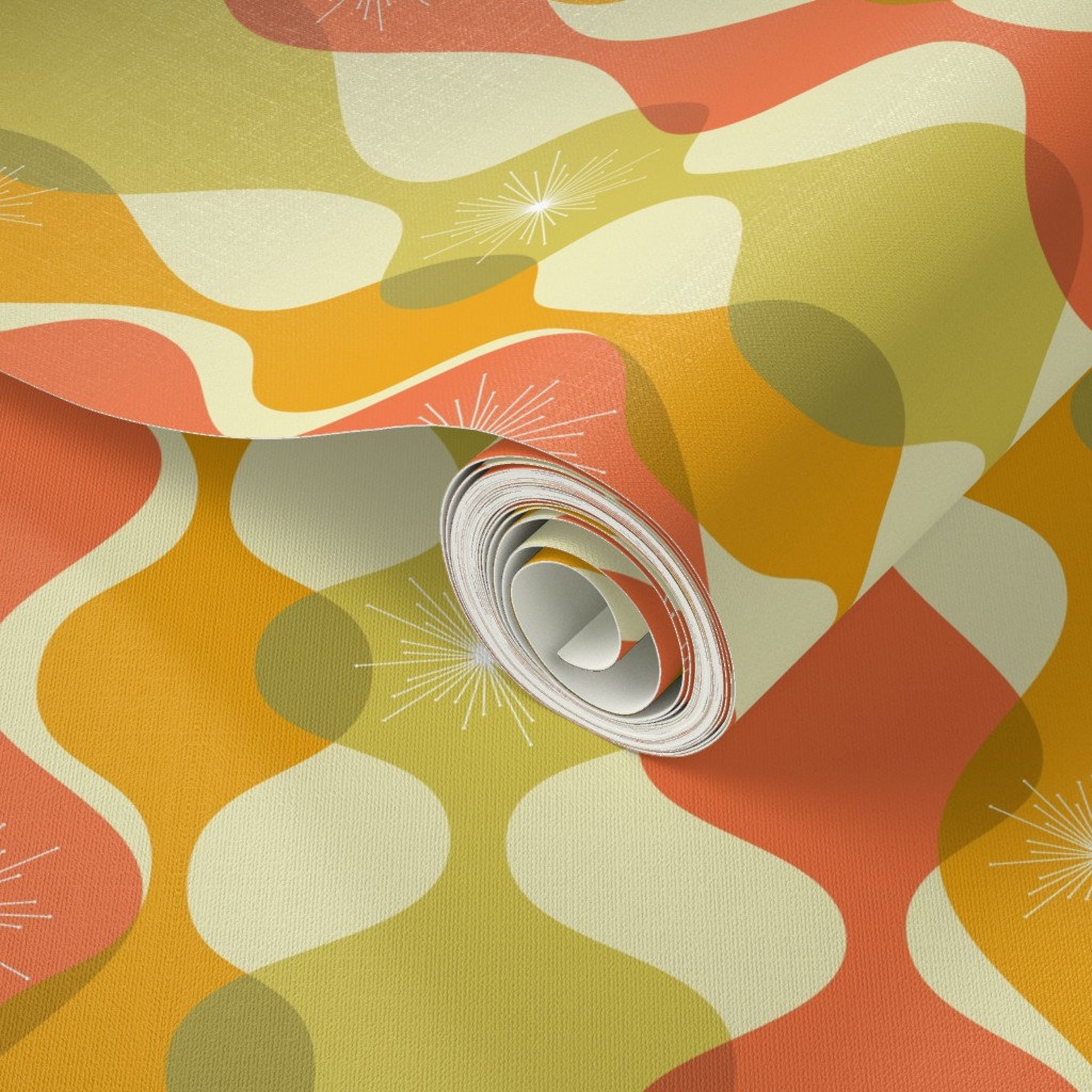 Mid Century Modern Wallpaper Mid Mod Fall Colors by Roofdog - Etsy