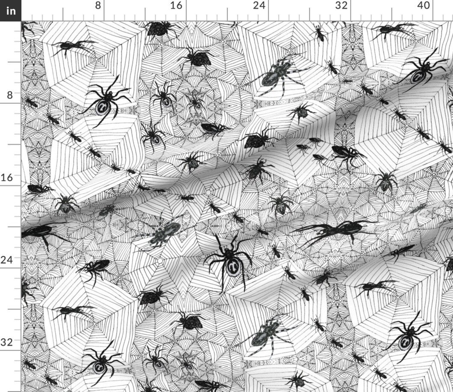 Creepy Crawly Spiders Fabric Creepy Crawlies by Linsart - Etsy