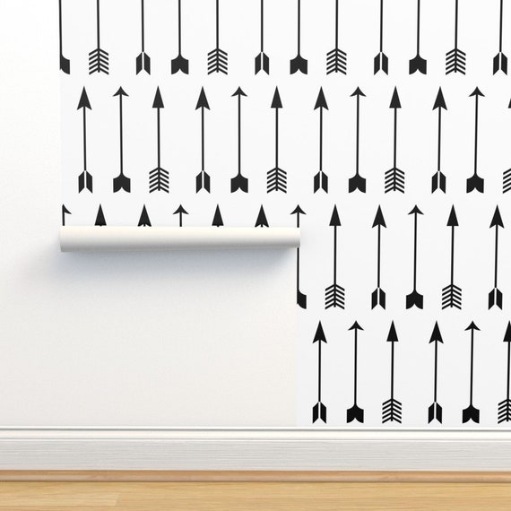 Arrow Wallpaper Black Arrows on White by Modfox Boho - Etsy
