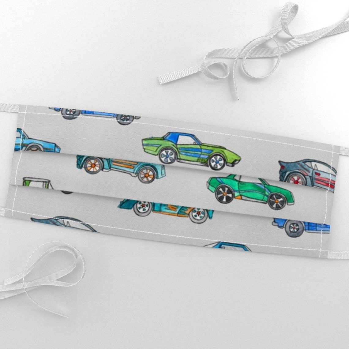 Toy Cars Fabric Little Toy Cars in Watercolor on Grey by | Etsy