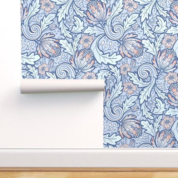 Rococo Wallpaper Rococo Periwinkle Blue by Susan Long | Etsy